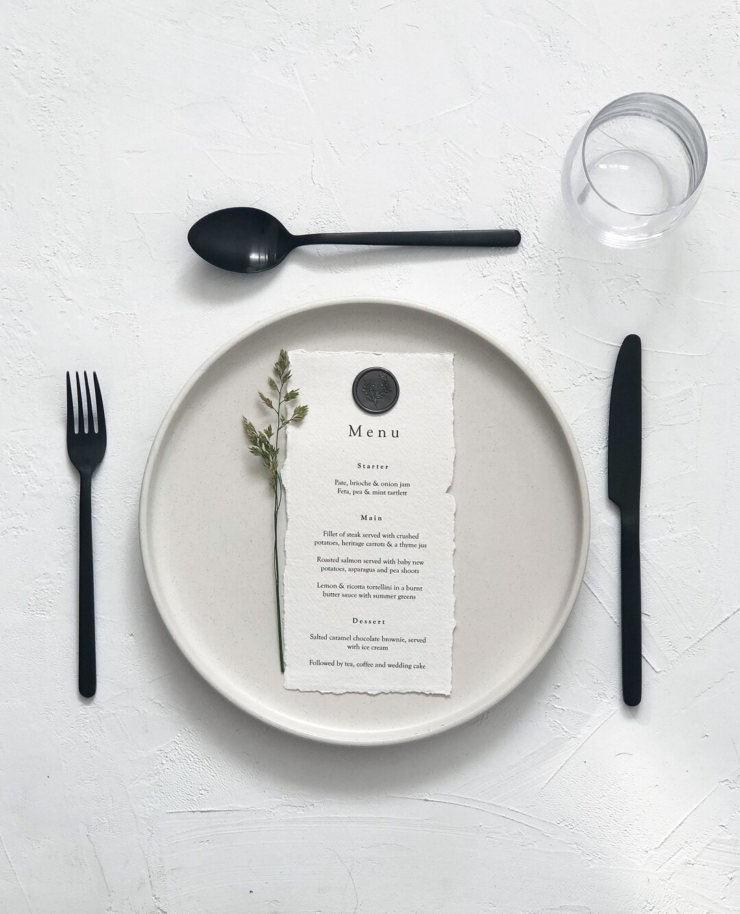 Minimal Handmade Paper Wedding Menu Simple Modern Wedding - Etsy