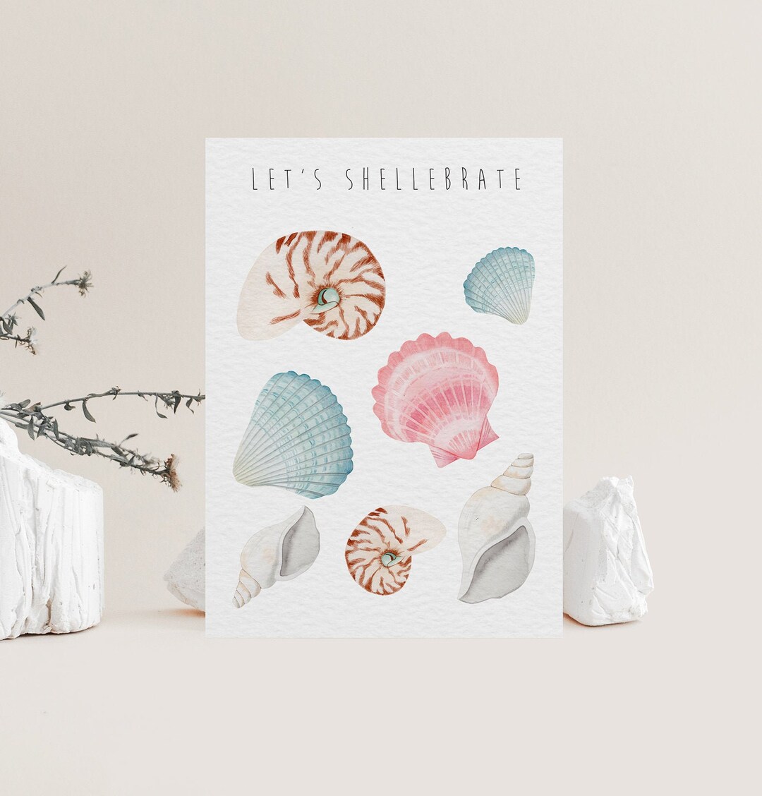 Celebration Card | Sea Shell Card | Beach Card | Ocean Card - Etsy