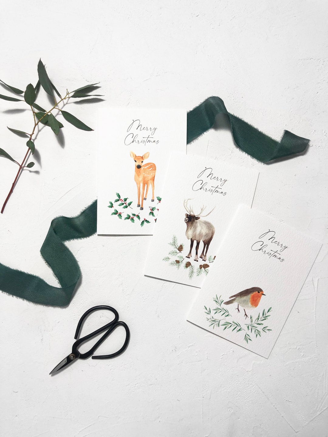 Woodland Animal Christmas Cards | Reindeer | Robin | Deer | Forest ...