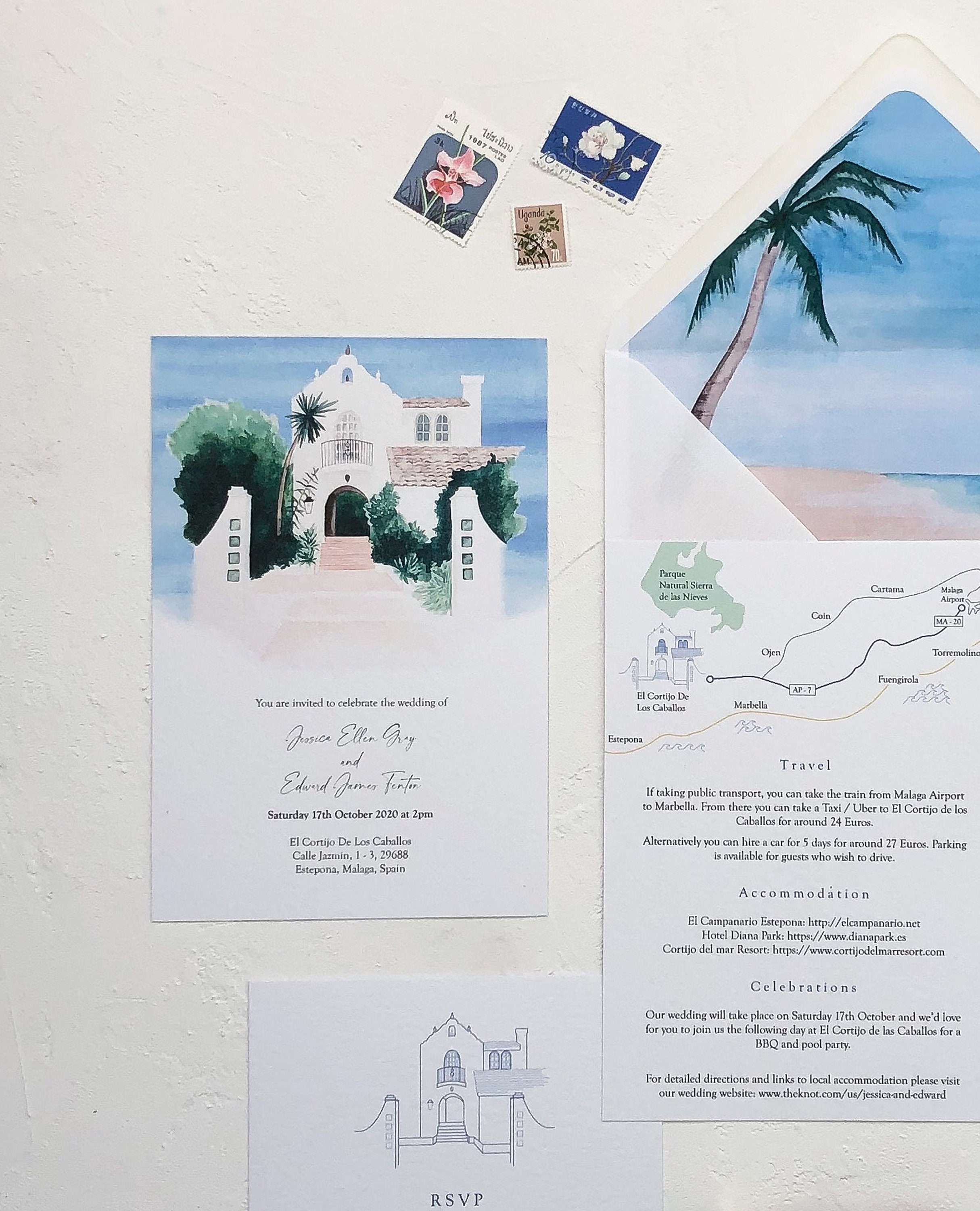 Destination wedding invitation suite Watercolour travel | Etsy