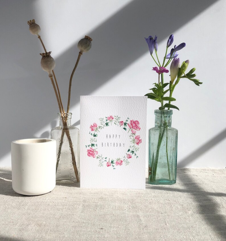 Botanical Happy Birthday Card Watercolour Floral Card for - Etsy