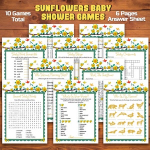 Sunflower Baby Shower Games Package, 10 Printable Sunflower Shower ...
