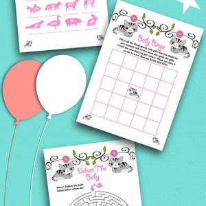 Cat or Kitten Baby Shower Games Package Set, Baby Shower Game Bundle ...