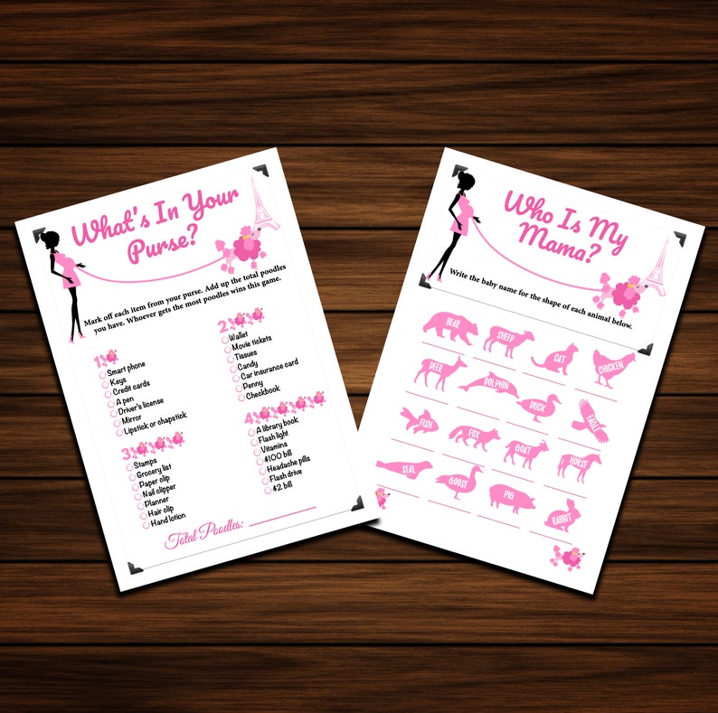 Paris Baby Shower Games Package, Poodle Baby Shower Game, Paris Theme ...