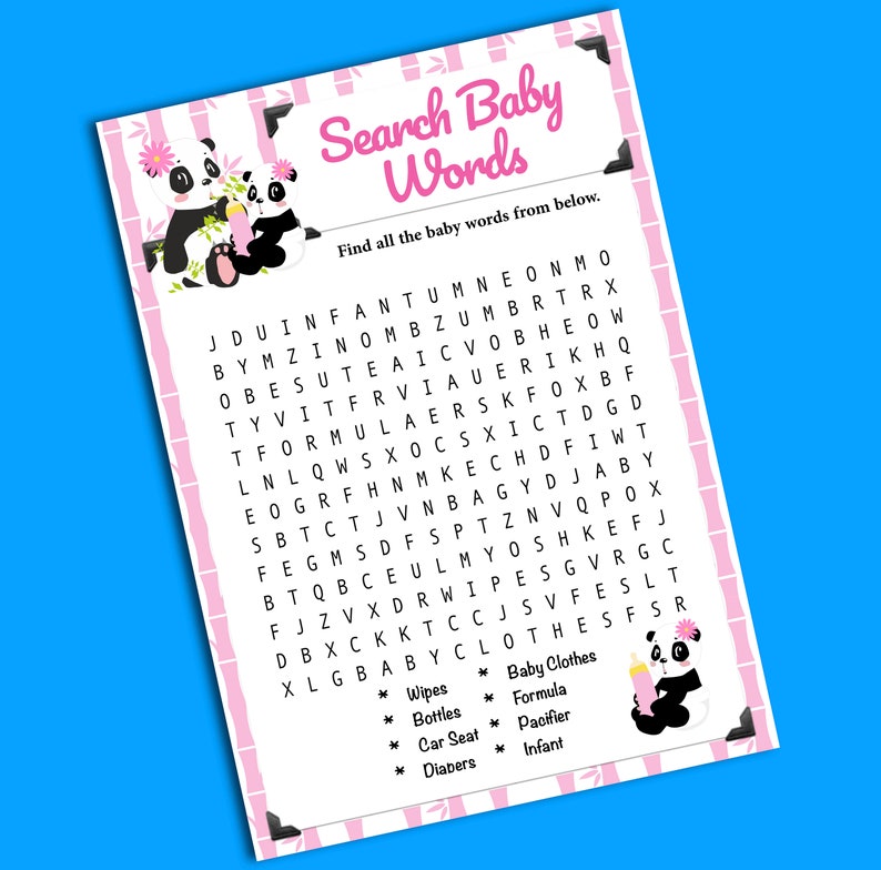 Panda Baby Shower Games for Girls Package, Panda Bear Baby Shower Games ...