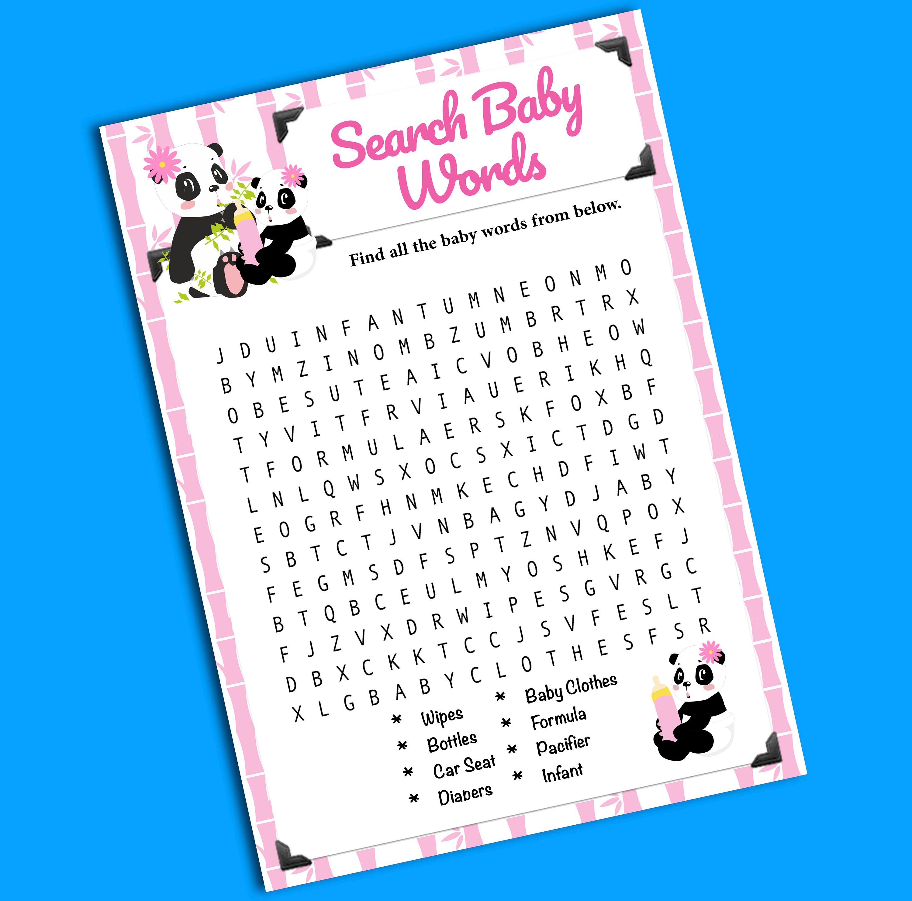Panda Baby Shower Games for Girls Package, Panda Bear Baby Shower Games ...