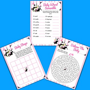 Panda Baby Shower Games for Girls Package, Panda Bear Baby Shower Games ...