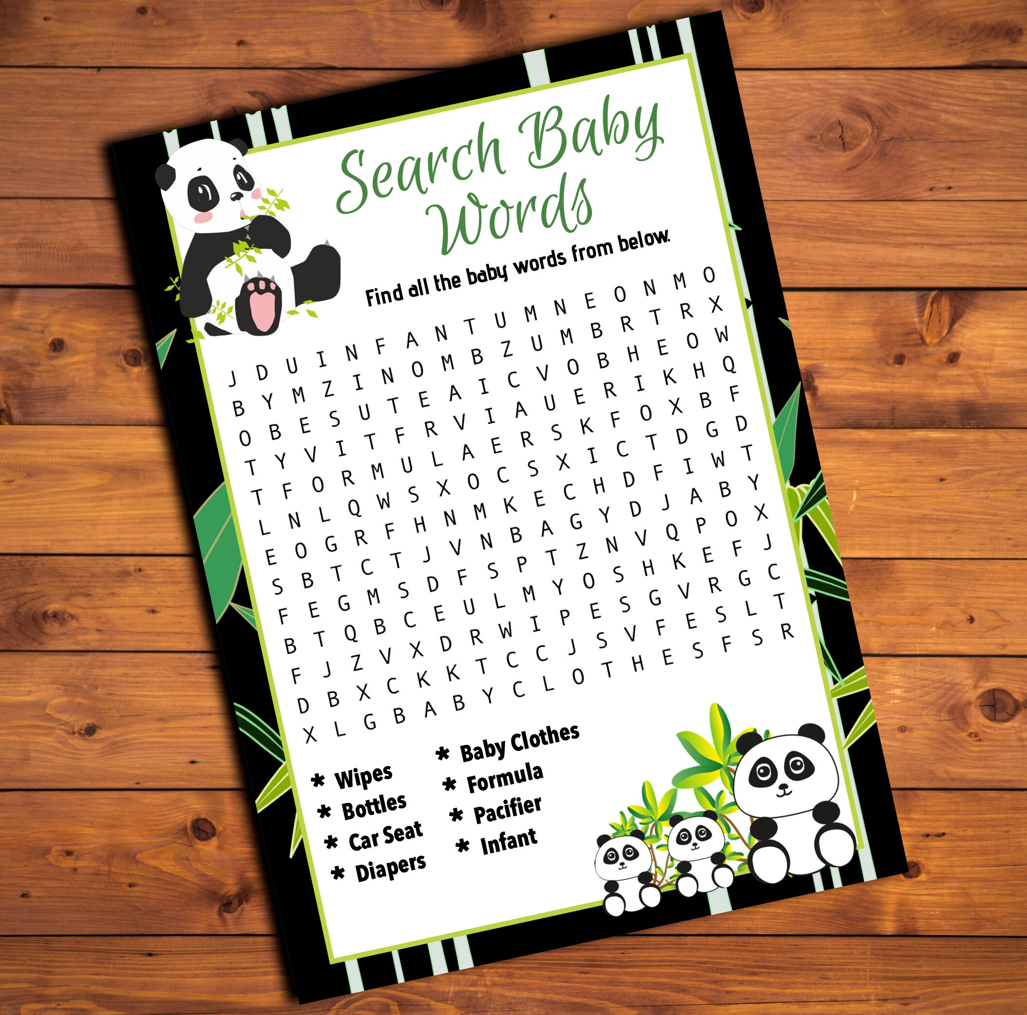 Panda Baby Shower Games Package, Panda Bear Baby Shower Games Set ...