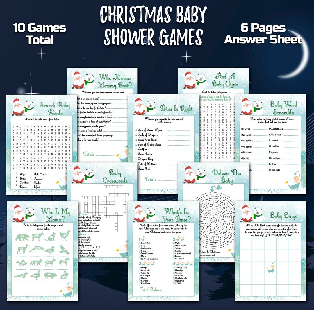 Christmas Baby Shower Games Package, Christmas Themed Baby Shower ...