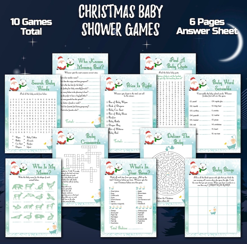 Christmas Baby Shower Games Package, Christmas Themed Baby Shower ...