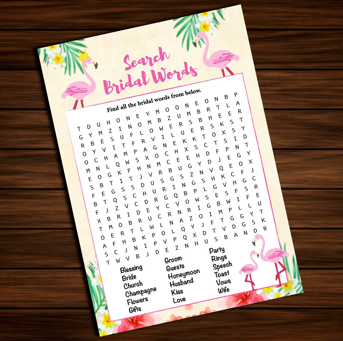 Flamingo Bridal Games Package, Flamingo Bridal Shower Games Bundle ...