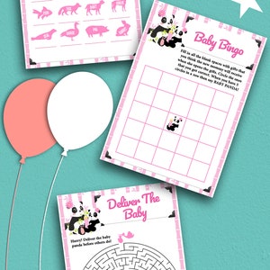 Panda Baby Shower Games for Girls Package, Panda Bear Baby Shower Games ...