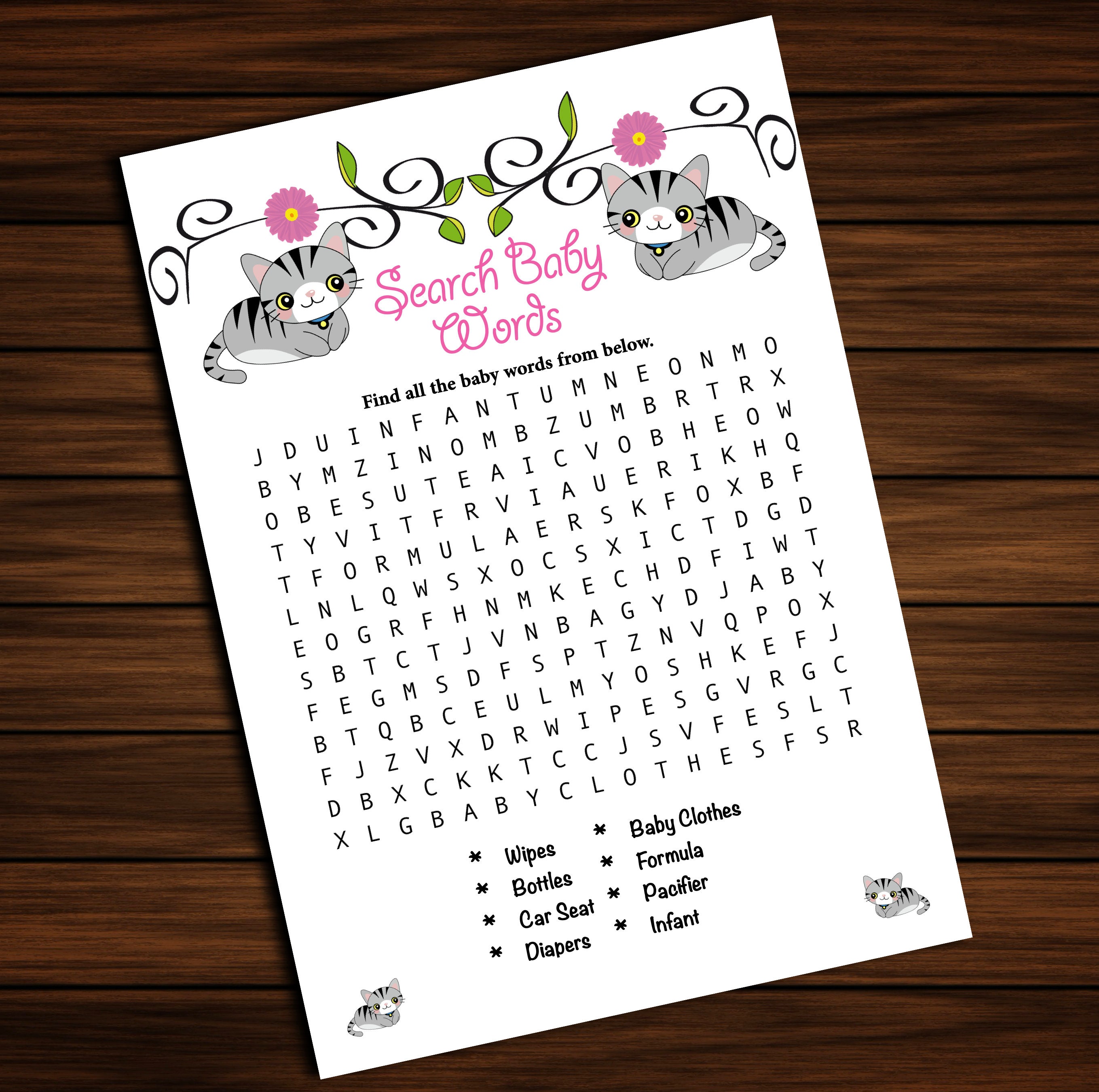 Cat or Kitten Baby Shower Games Package Set, Baby Shower Game Bundle ...