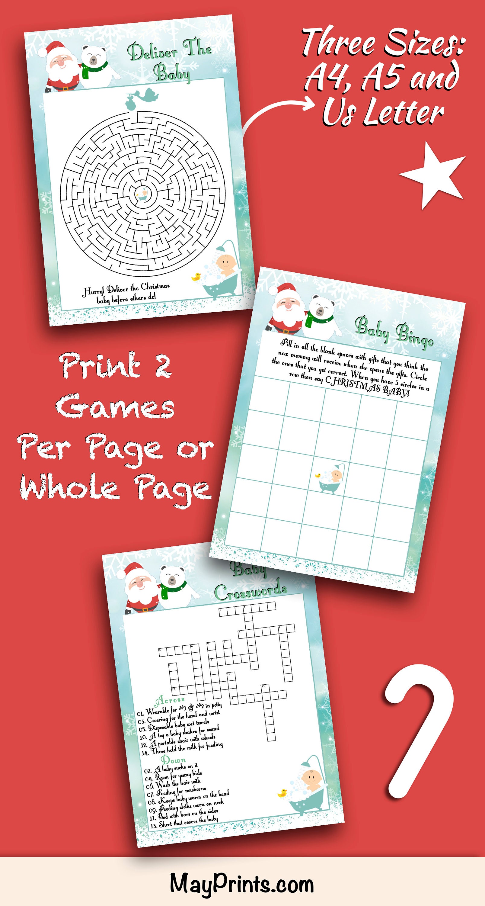 Christmas Baby Shower Games Package, Christmas Themed Baby Shower ...