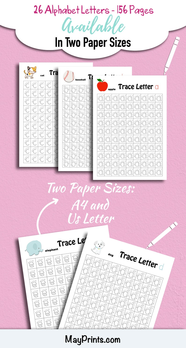 Printable Alphabet Tracing Worksheets for Kids 156 Autism | Etsy