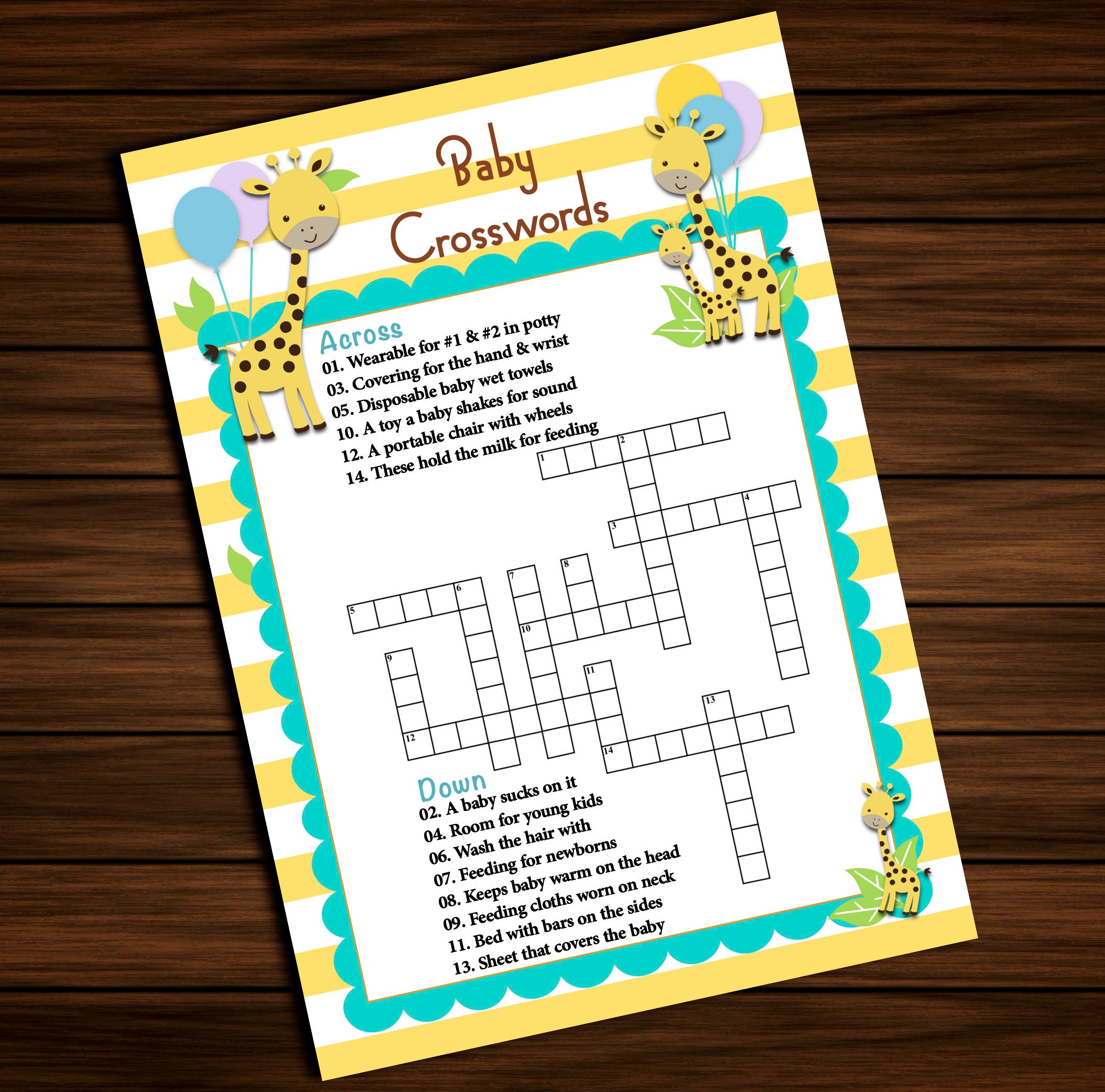 Giraffe Baby Shower Games Package, Unisex Giraffe Baby Shower Theme, 10 ...