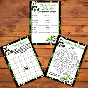 Panda Baby Shower Games Package, Panda Bear Baby Shower Games Set ...