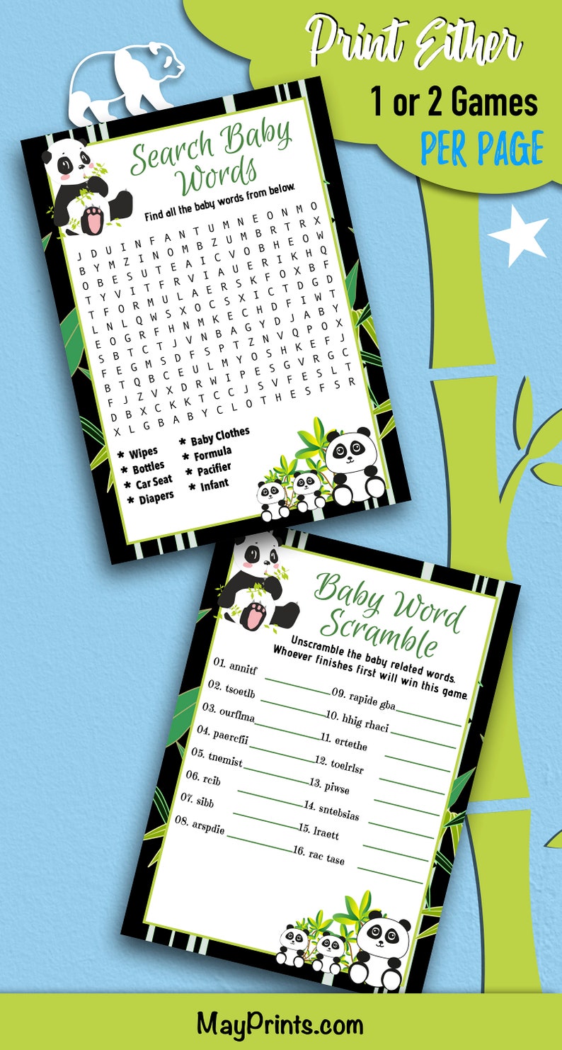 Panda Baby Shower Games Package, Panda Bear Baby Shower Games Set ...