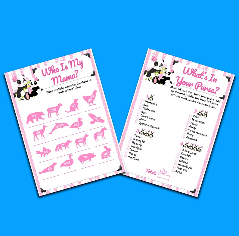 Panda Baby Shower Games for Girls Package, Panda Bear Baby Shower Games ...