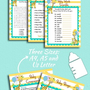 Giraffe Baby Shower Games Package, Unisex Giraffe Baby Shower Theme, 10 ...
