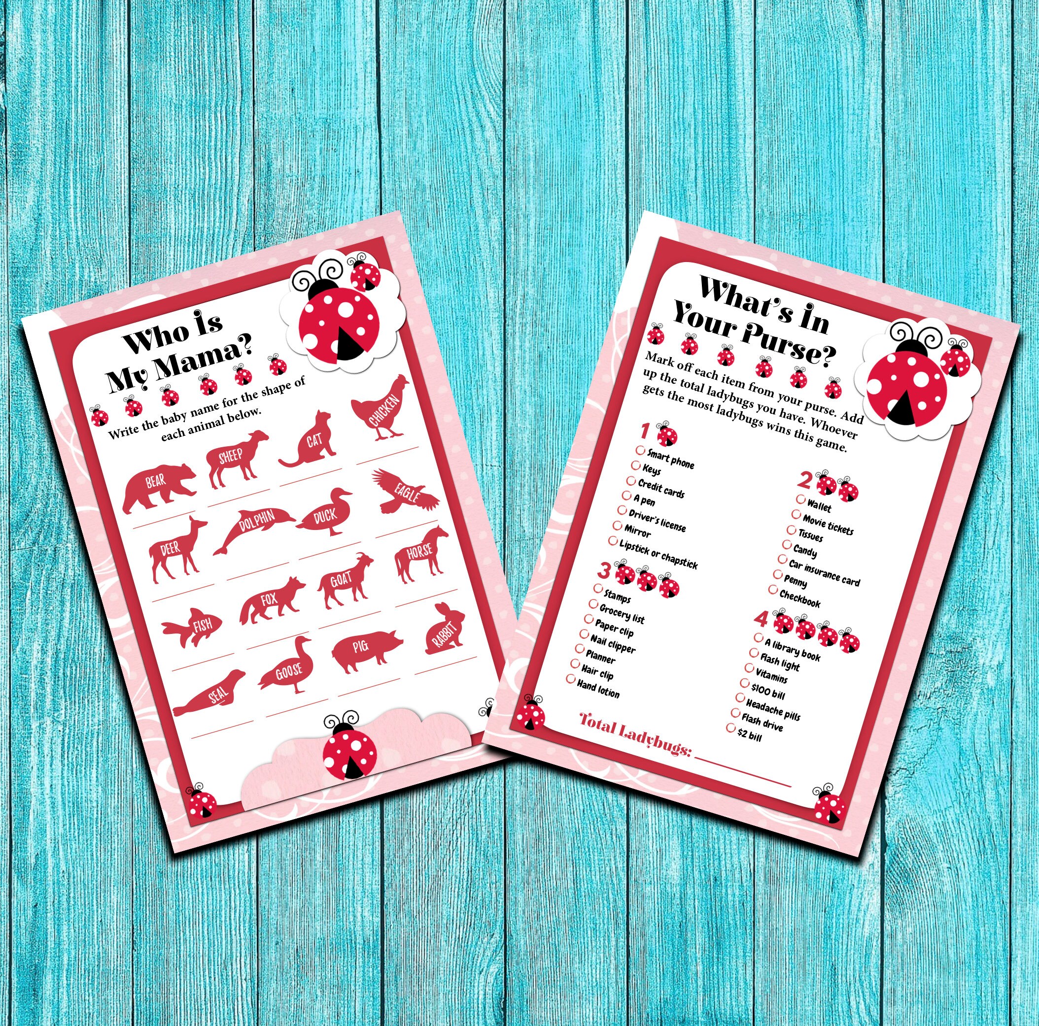 Ladybug Baby Shower Games Package, Printable Baby Shower Games, Ladybug ...