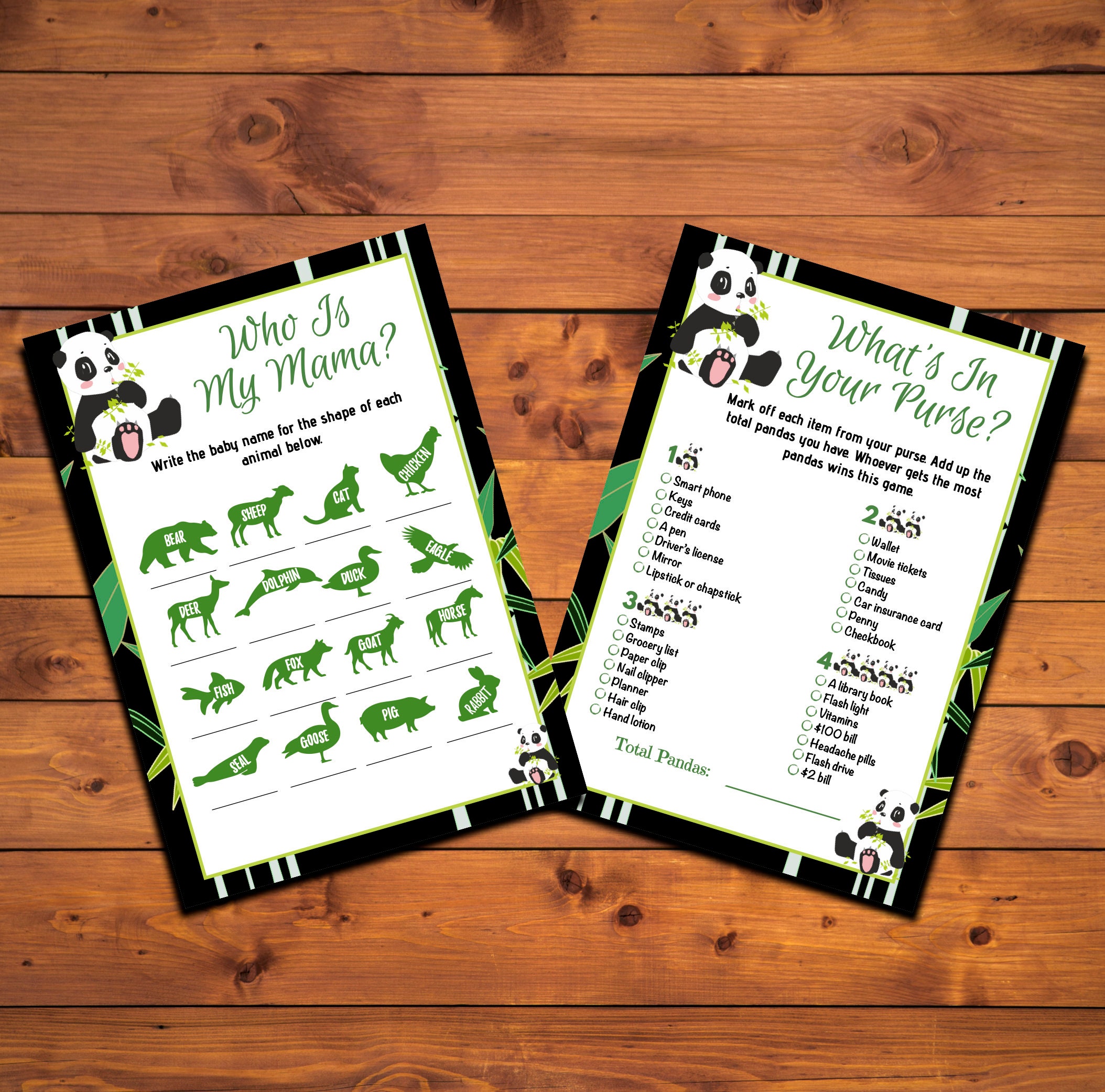Panda Baby Shower Games Package, Panda Bear Baby Shower Games Set ...