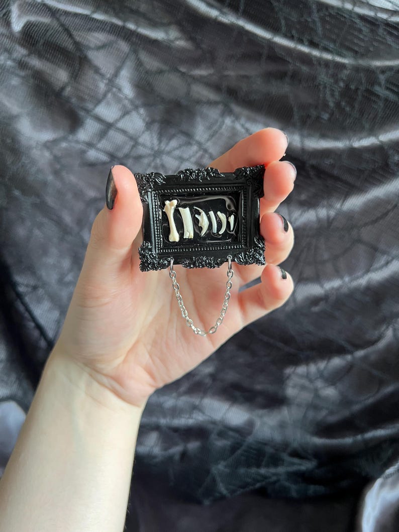 Gothic Oddity Silver Ornate Animal Bone Teeth Brooch Pin Badge - Etsy UK