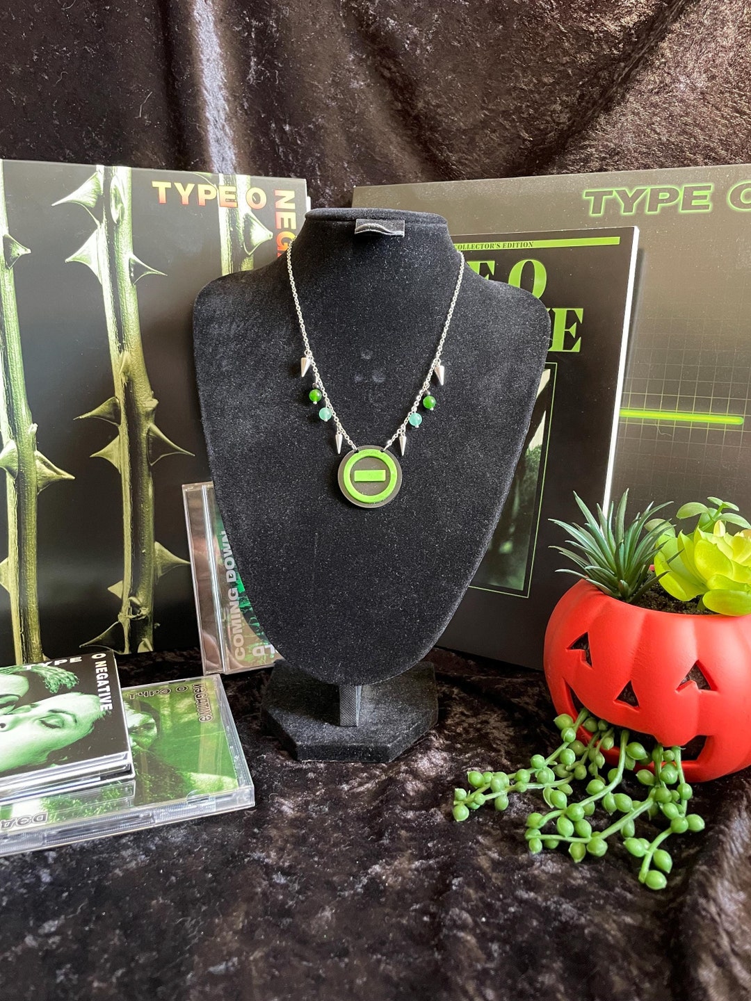 Type O Negative Symbol Logo Steel Beaded Chain and Spike Charms Gothic ...