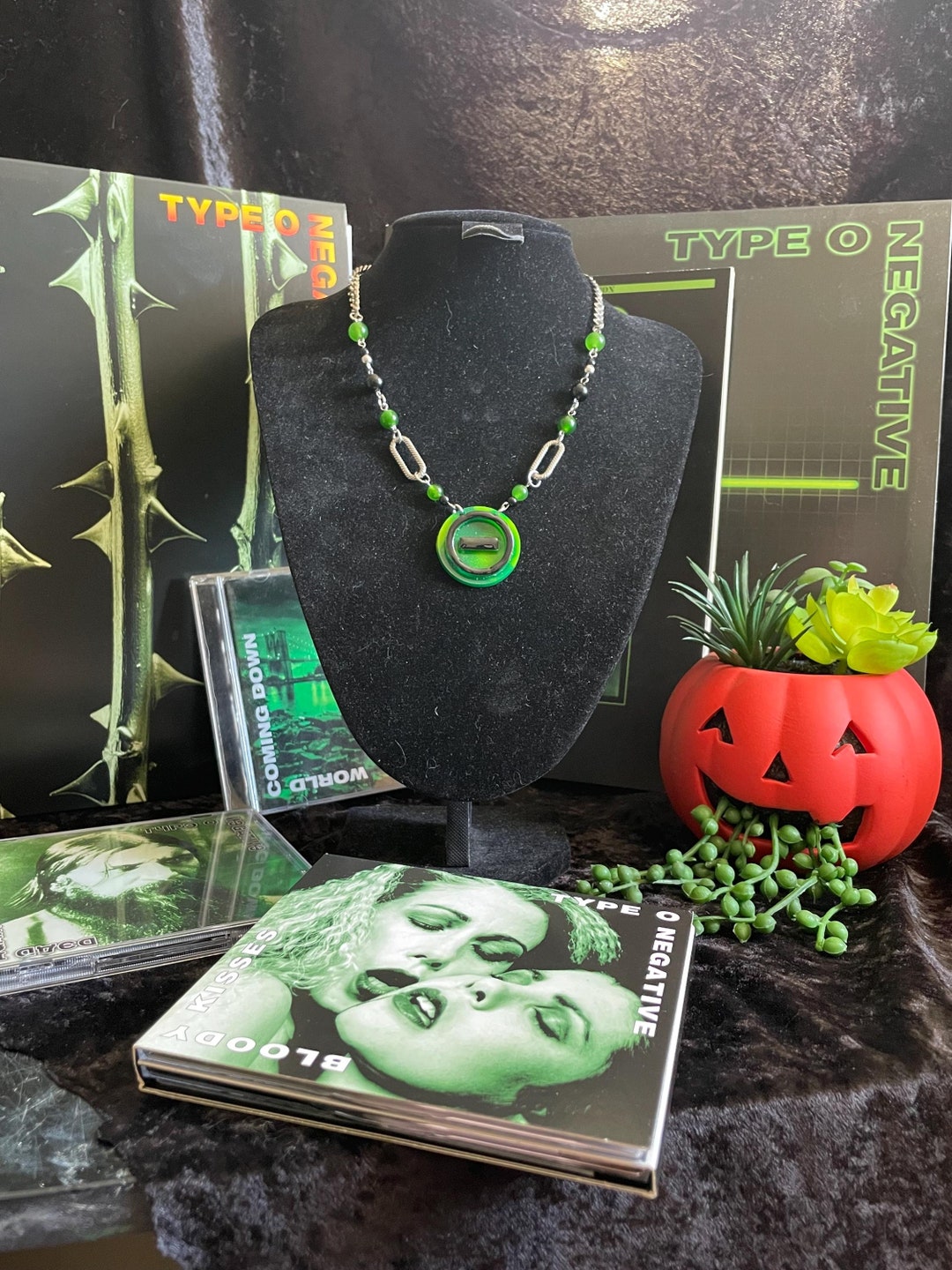 Type O Negative Symbol Steel Chain Link Green Beaded Gothic Doom ...