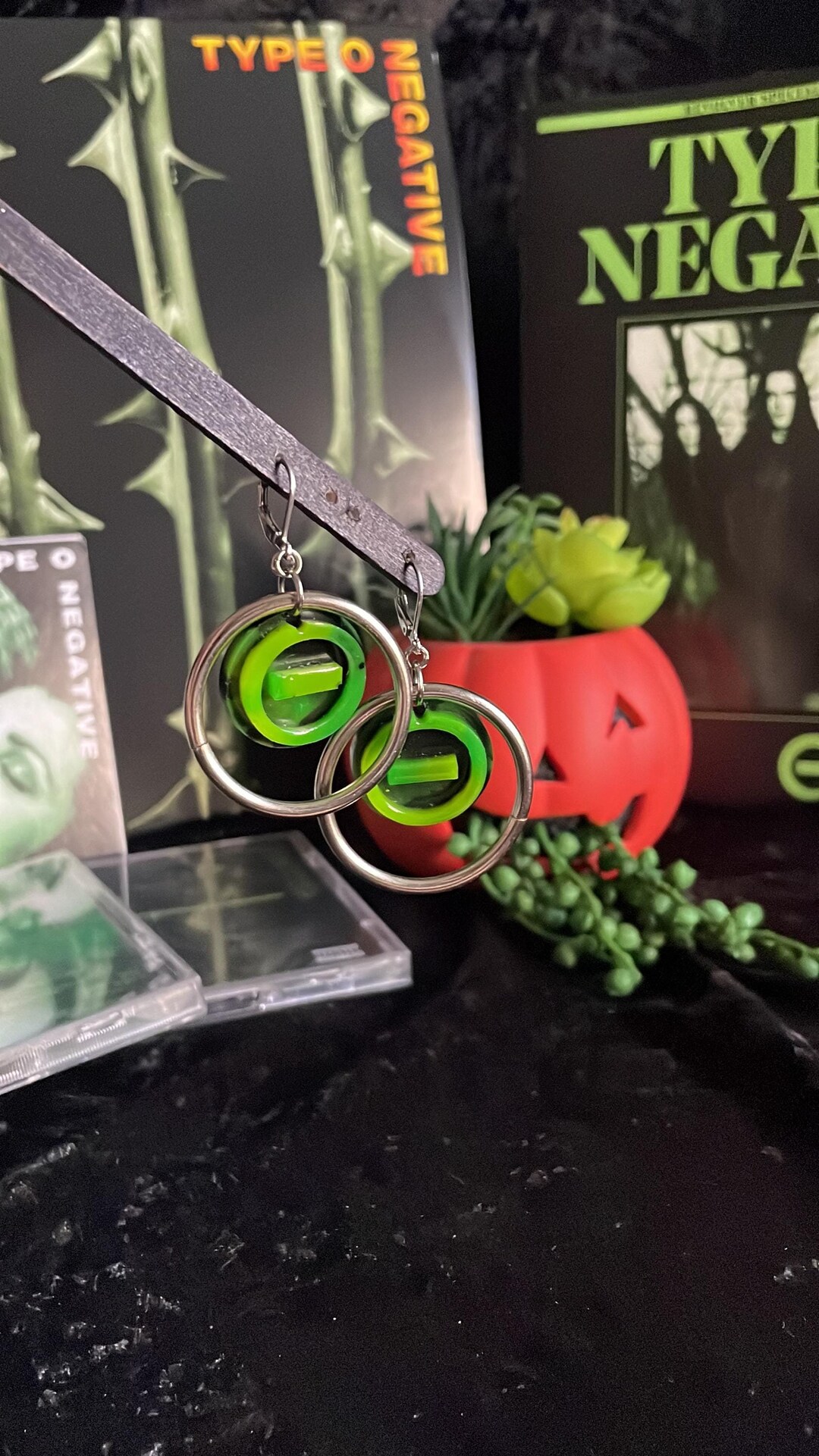 Type O Negative Symbol Gothic Doom Chain Link Steel Hoop Earrings - Etsy