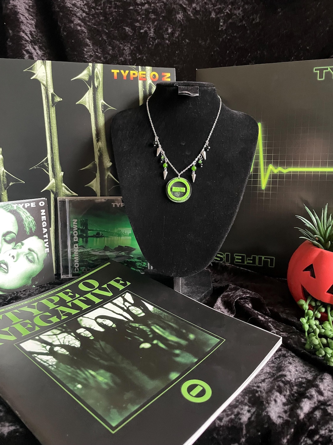 Type O Negative Symbol Logo Steel Beaded Chain and Spike Charms Gothic ...