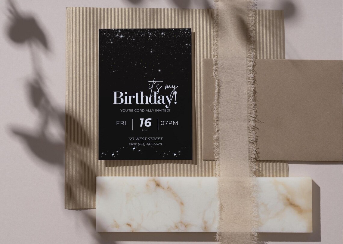 Birthday Invitation, Editable Digital Download Template, Fancy Birthday ...