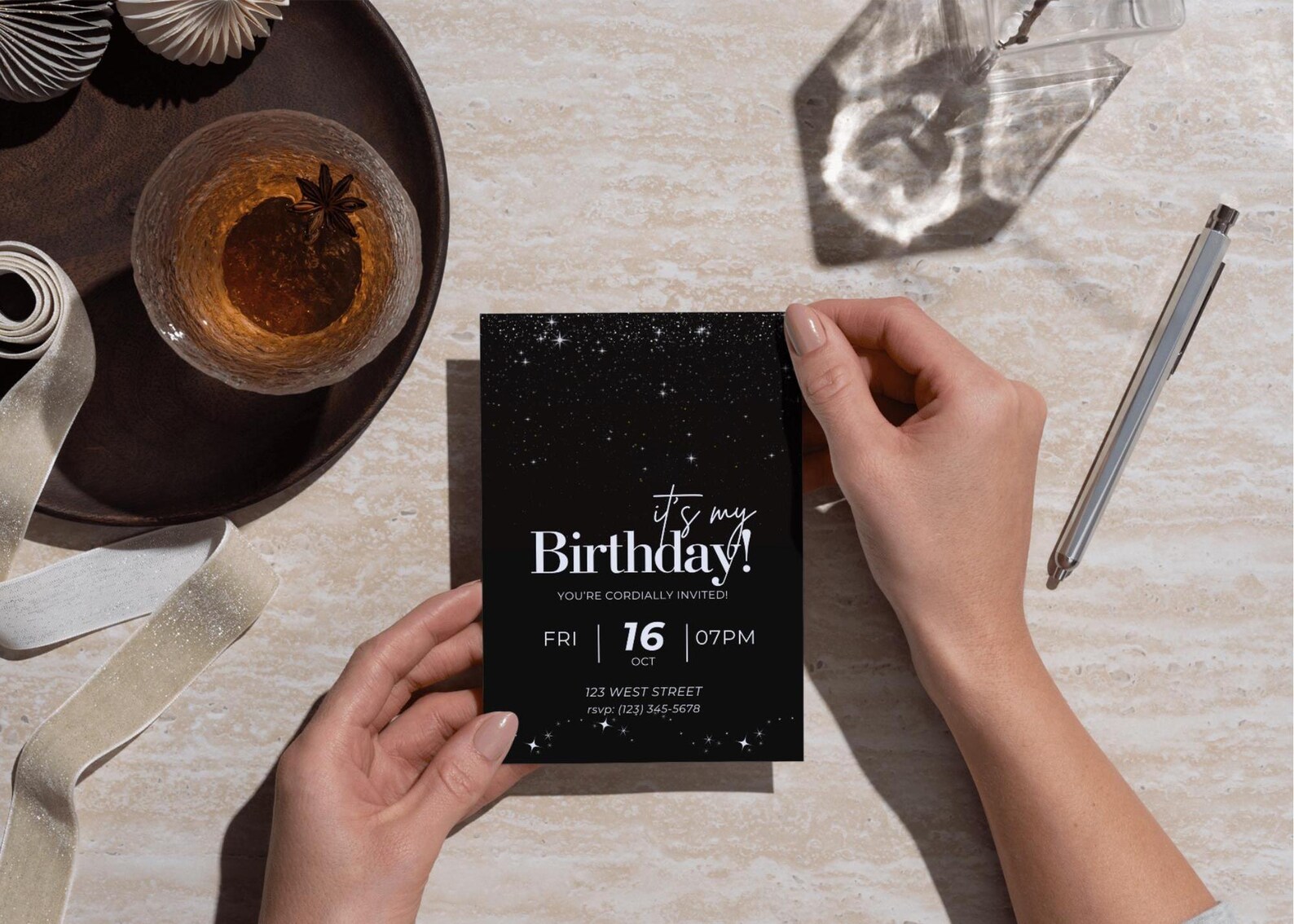 Birthday Invitation, Editable Digital Download Template, Fancy Birthday ...