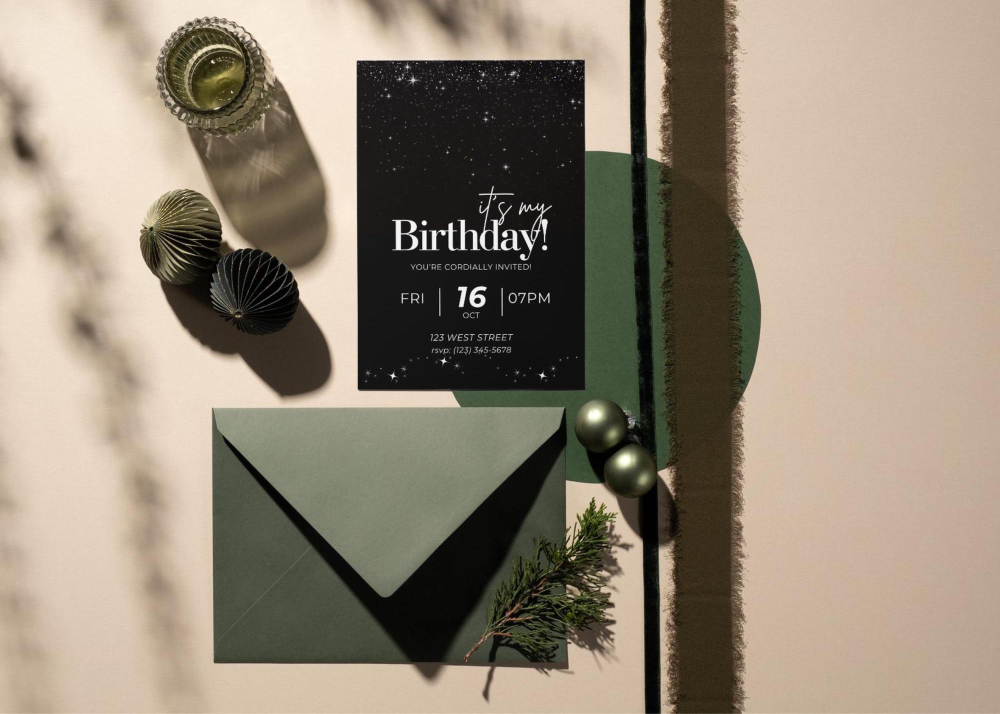 Birthday Invitation, Editable Digital Download Template, Fancy Birthday ...