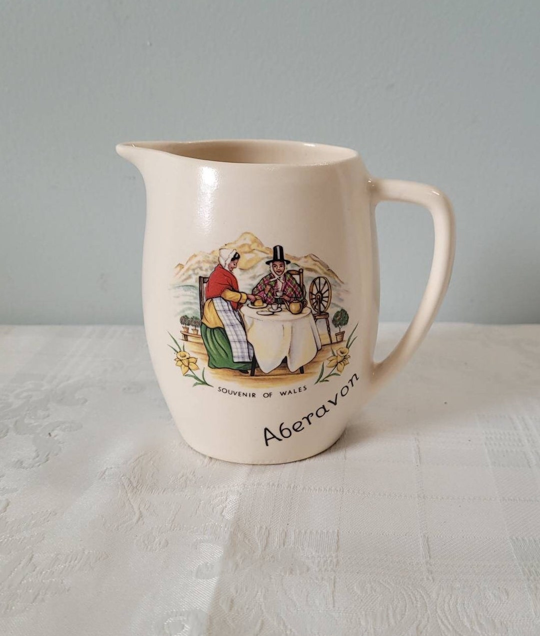 Vintage New Devon Pottery Newton Abbot Souvenir Jug of Aberavon Wales ...