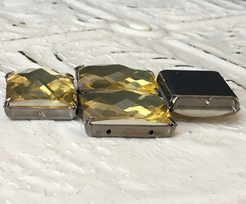 Large Rectangle Beadyellow Faceted Crystal Beadrectangle | Etsy