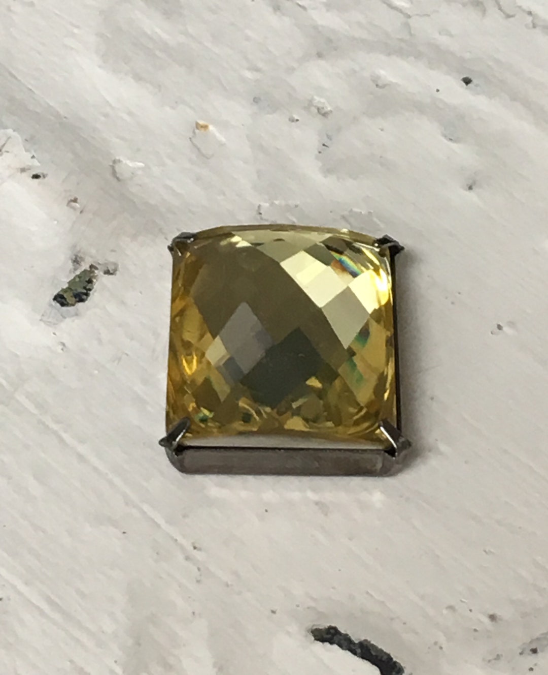 Large Rectangle Bead,yellow Faceted Crystal Bead,rectangle Double ...