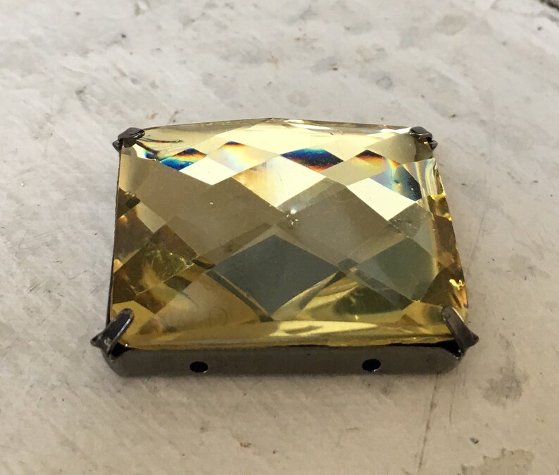 Large Rectangle Beadyellow Faceted Crystal Beadrectangle - Etsy