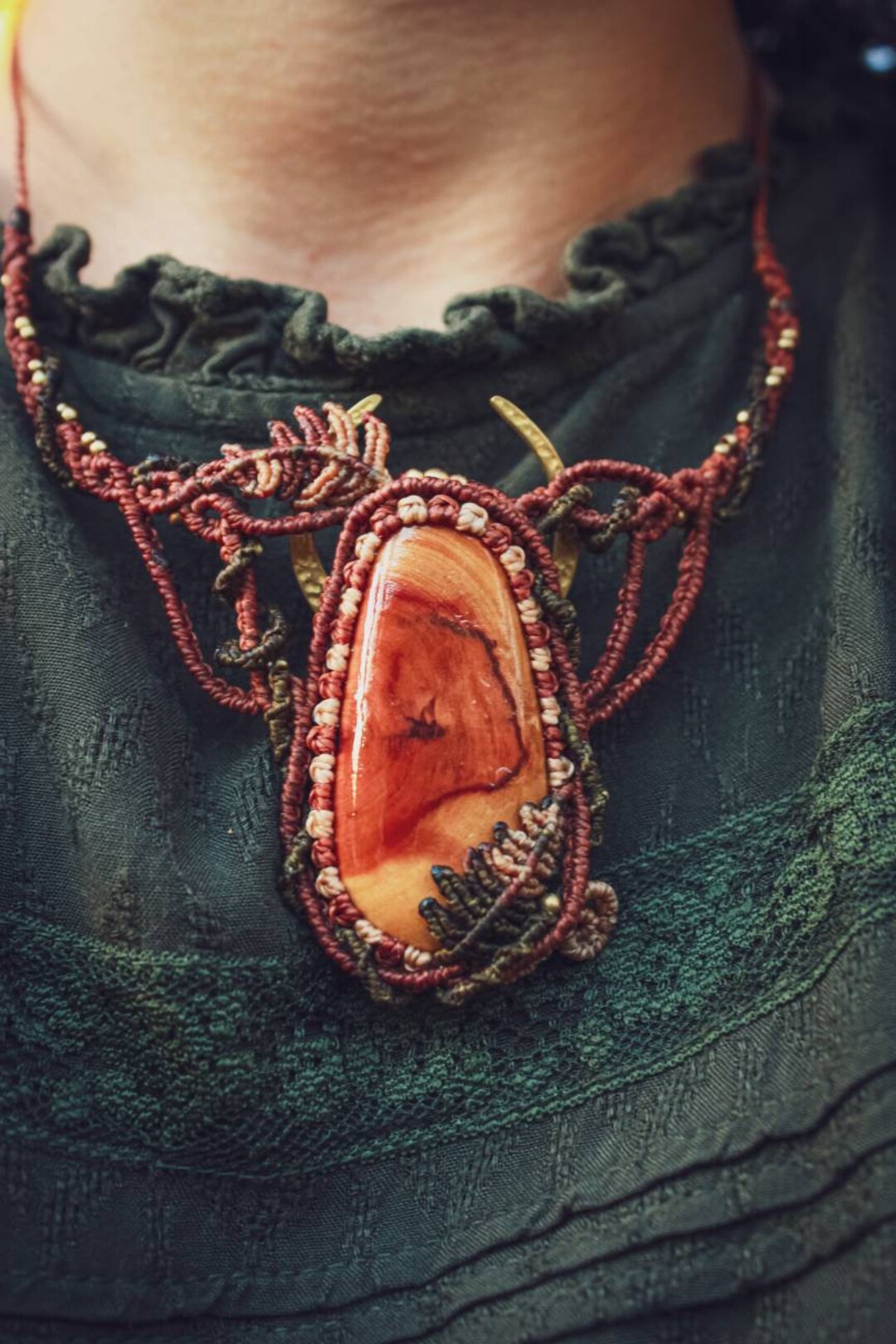 Hidden Moons Sequoia-hearted Macramé Necklace, Heartful Sister Collaboration, Nomad Jewelry ...
