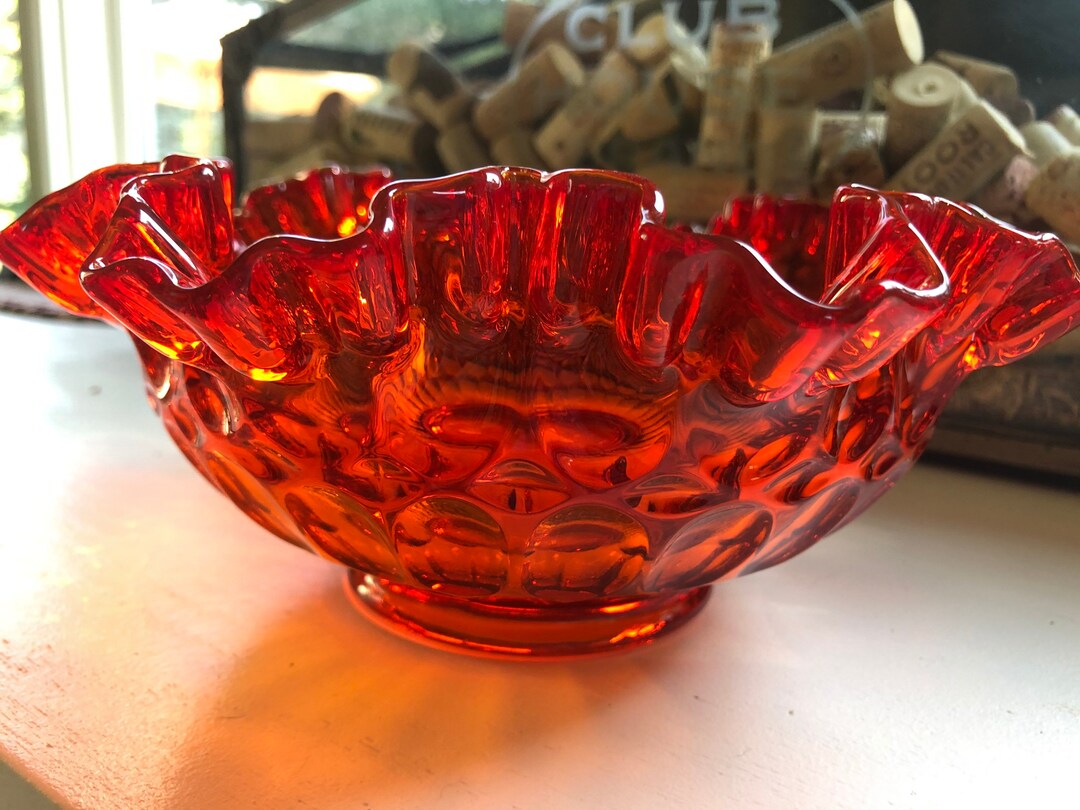 Orange Fenton Glass Bowl - Etsy