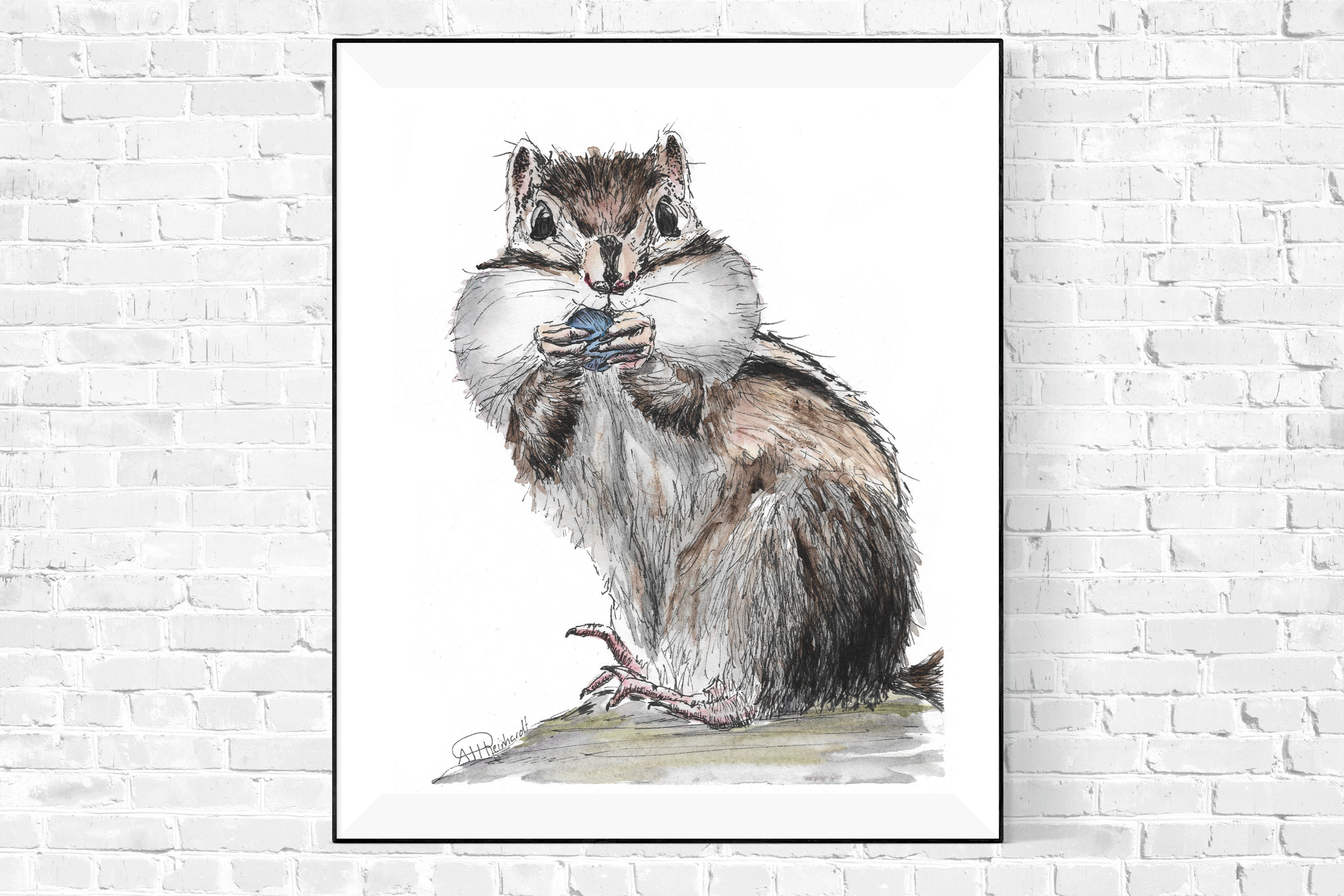Watercolor Chipmunk Digital Print - Digital Art Print - Chipmunk Art ...
