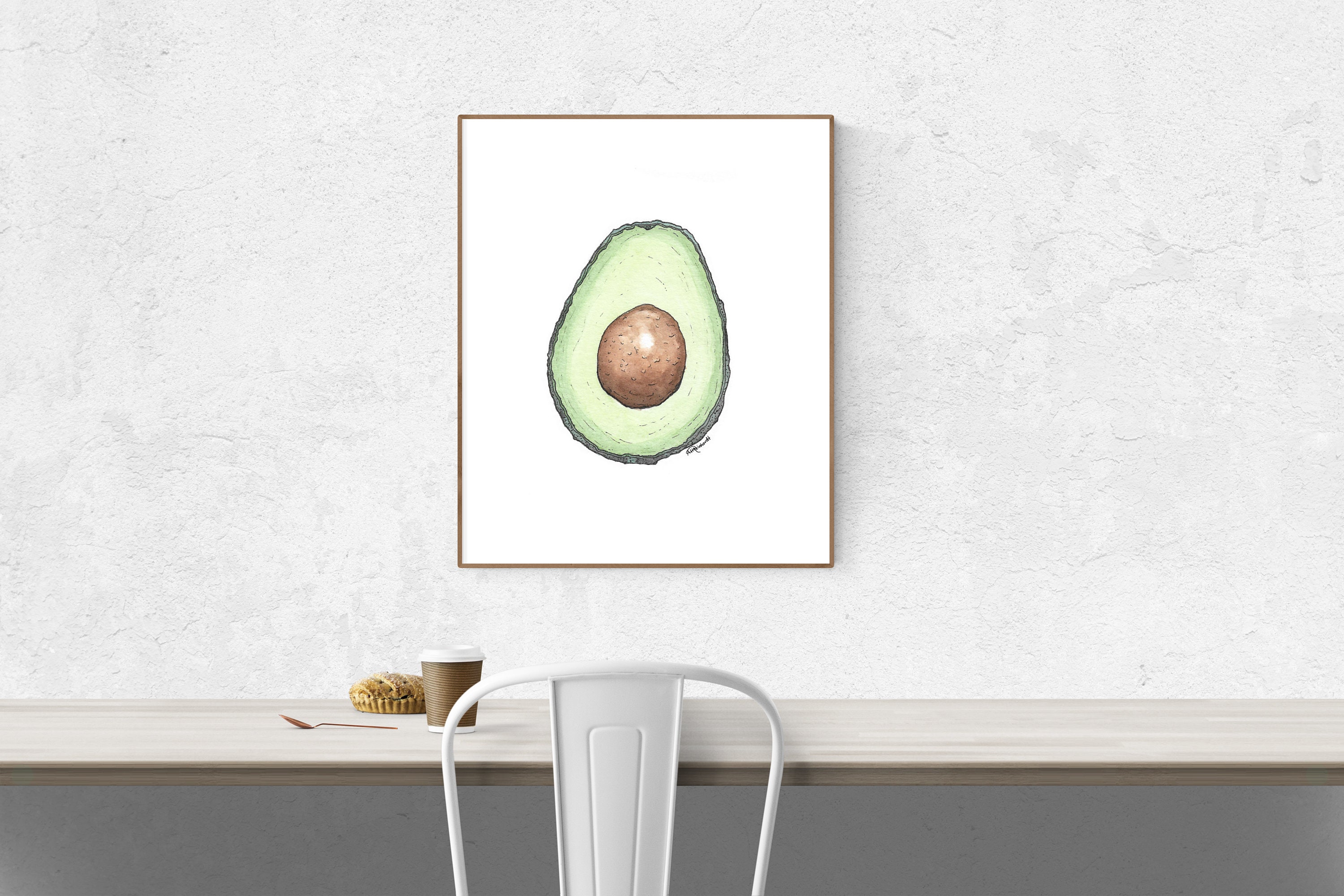 Avocado Art Print - 5x7 - Digital Art Print - Kitchen Decor - Food Art ...