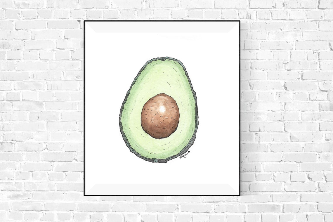 Avocado Art Print 5x7 Digital Art Print Kitchen Decor | Etsy