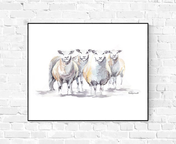 Watercolor Sheep Print Digital Art Print Download | Etsy