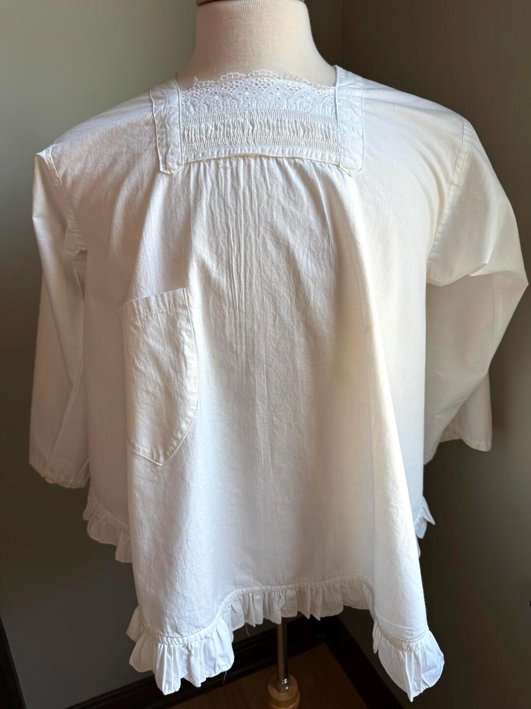 Vintage Japanese White Cotton Kappogi Apron 1960s Era, Handmade Details ...