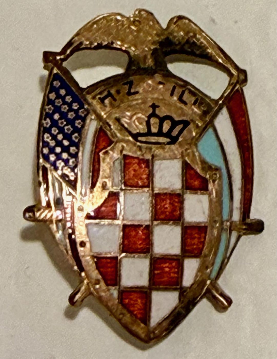 Historic Croatia Flag Lapel Pin Hrvatska Zajednica Illinois Pre-cfu ...
