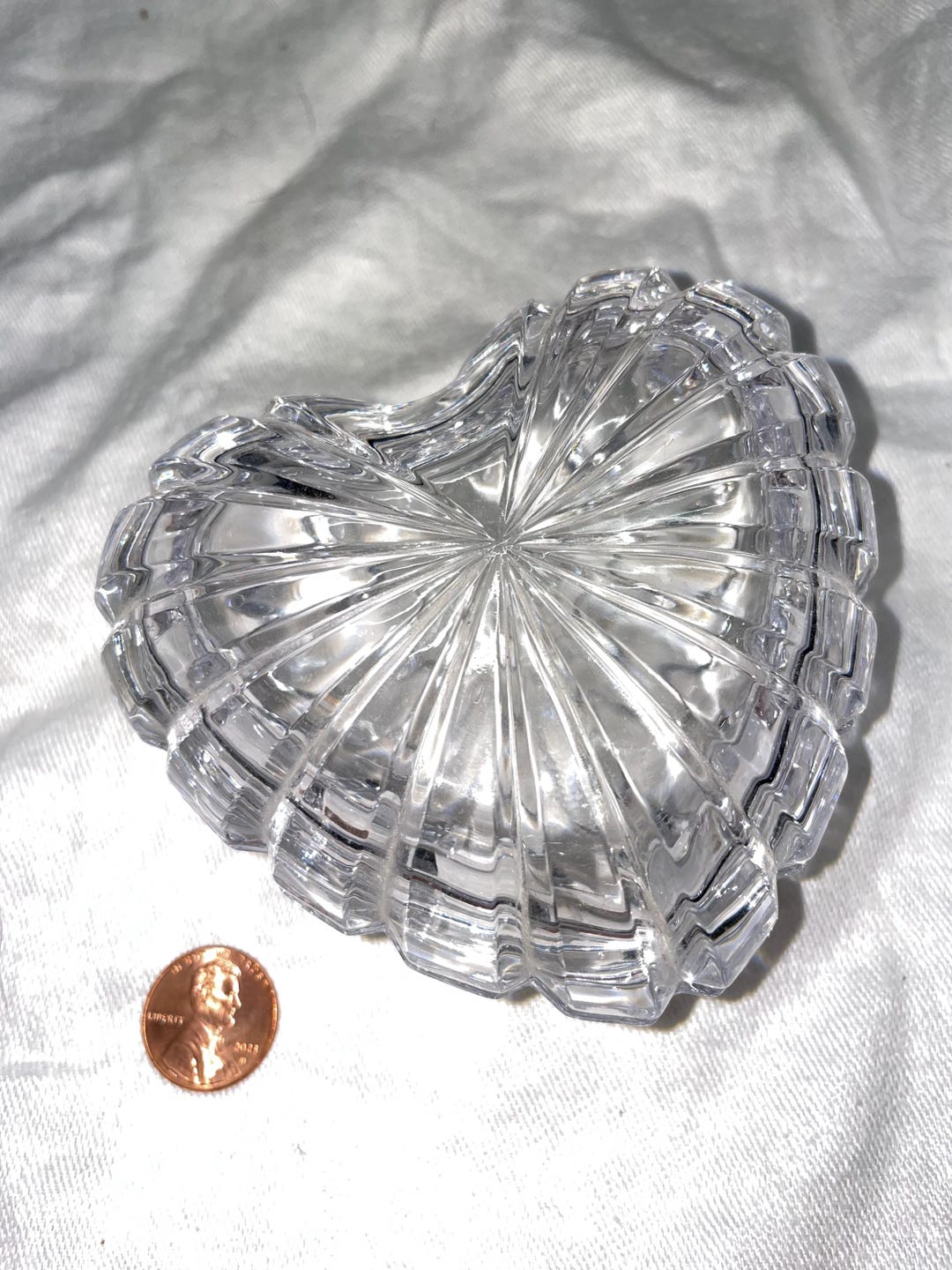 Lidded Heart Shape Crystal Trinket Box - Etsy