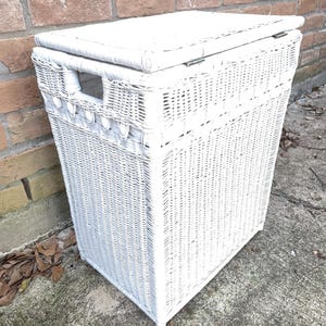 18 by 13 by 23.5 Wicker and Boho Bead Hamper, Design on Front. Double ...