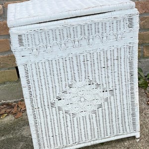 18 by 13 by 23.5 Wicker and Boho Bead Hamper, Design on Front. Double ...