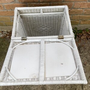 18 by 13 by 23.5 Wicker and Boho Bead Hamper, Design on Front. Double ...